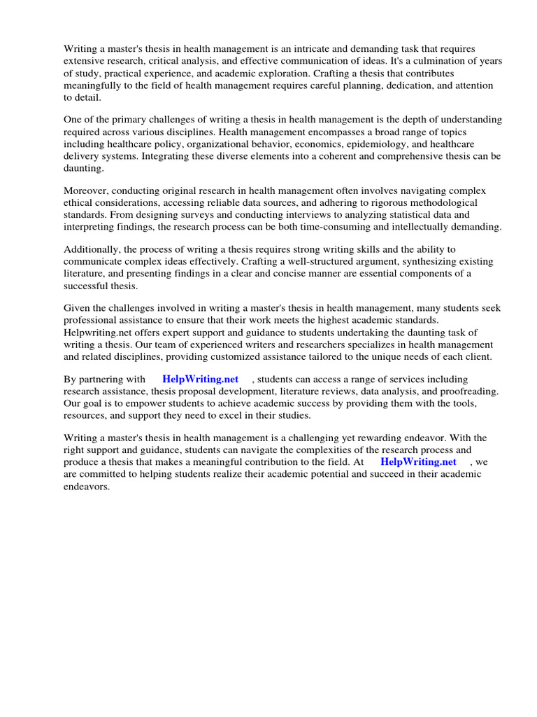 Master's Thesis in Health Management | PDF