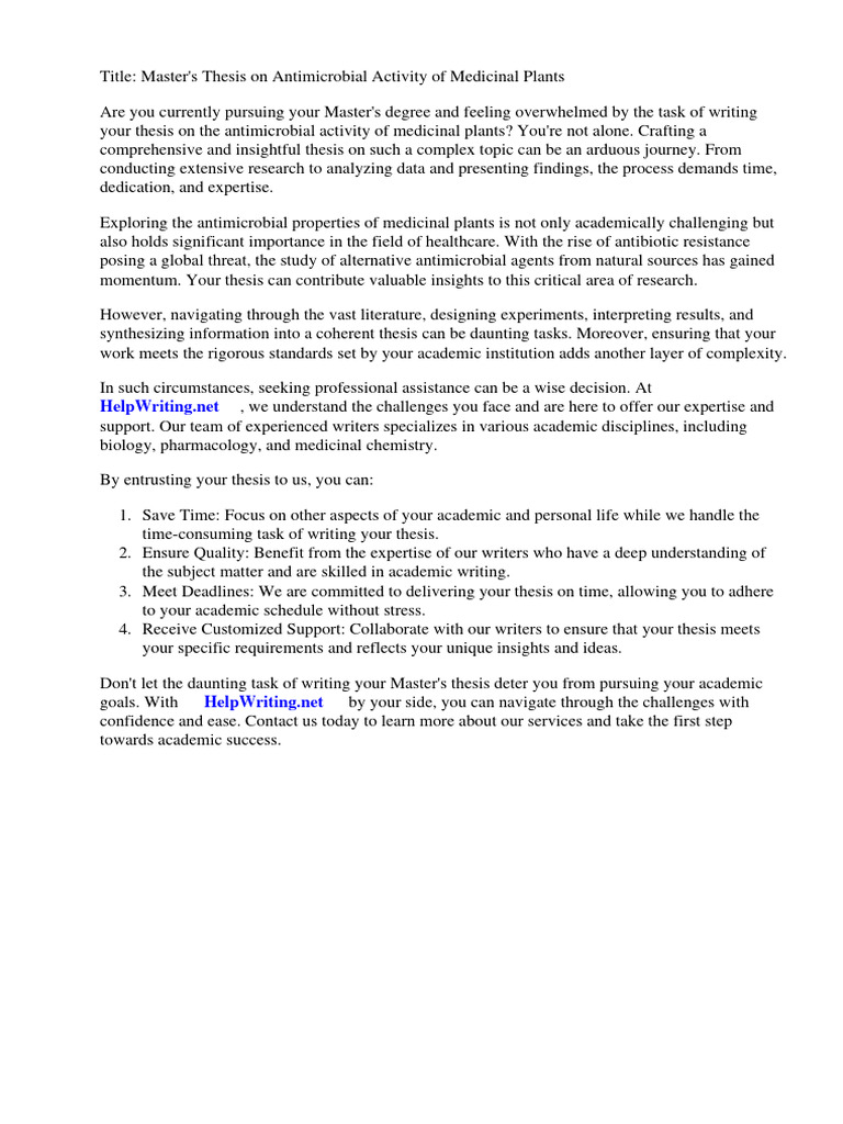 Msc Thesis On Antimicrobial Activity Of Medicinal Plants Pdf Antimicrobial Resistance Bacteria