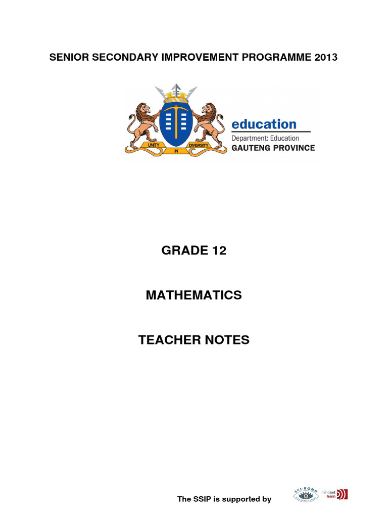 Maths Gr12 Session 16-19 Ssip TN | PDF