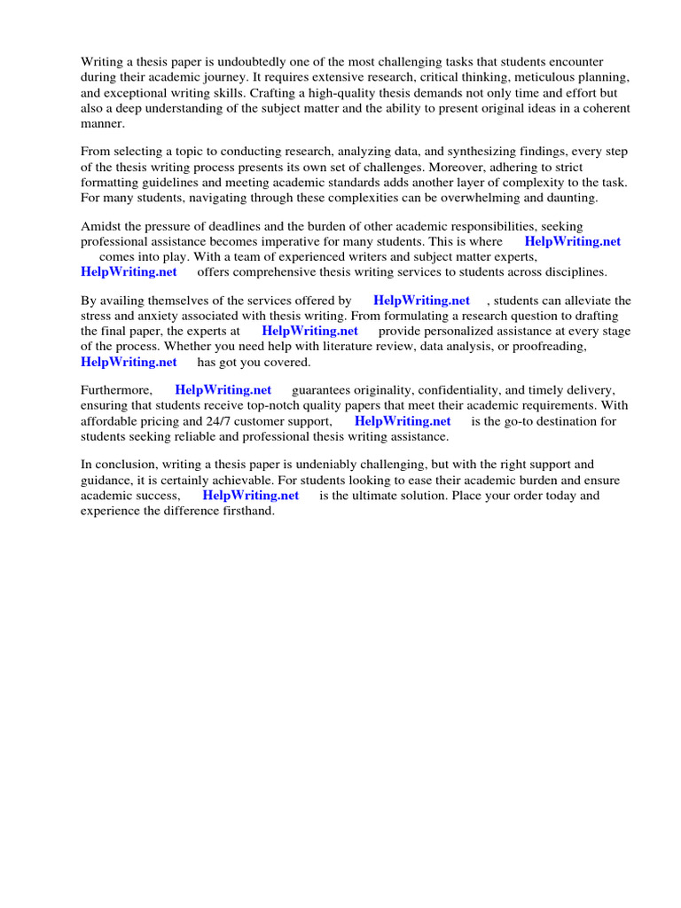 Example of Writing A Thesis Paper | PDF