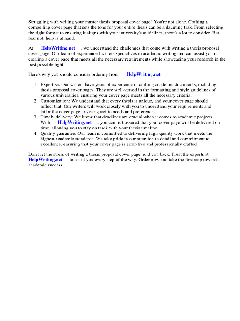 Master Thesis Proposal Cover Page | PDF