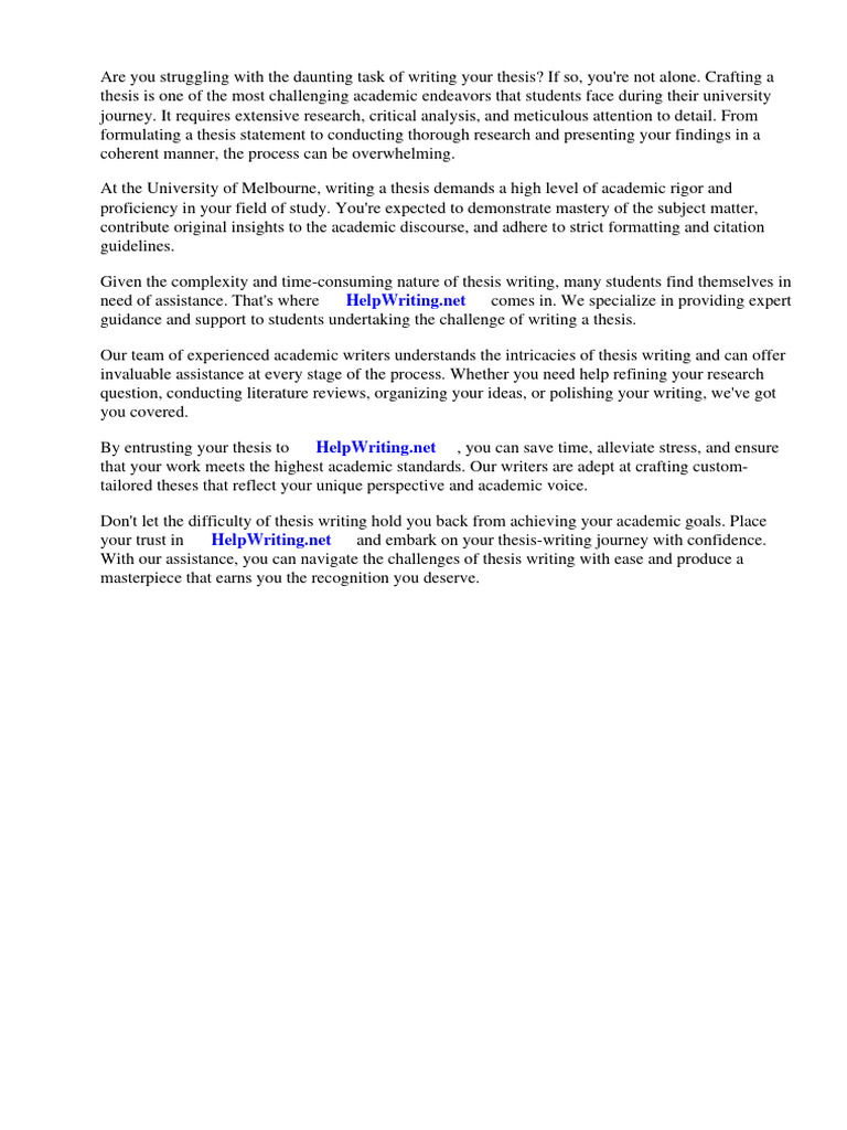 University of Melbourne Thesis Writing Guide | PDF | Thesis