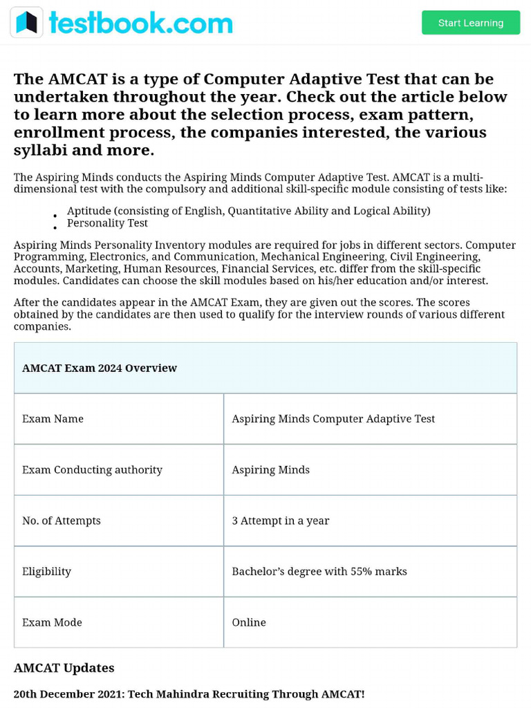 AMCAT ExamExam Info | PDF