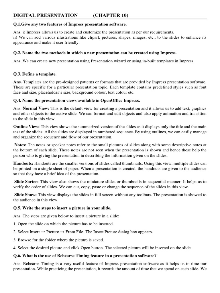 DIGITAL PRESENTATION - Notes | PDF