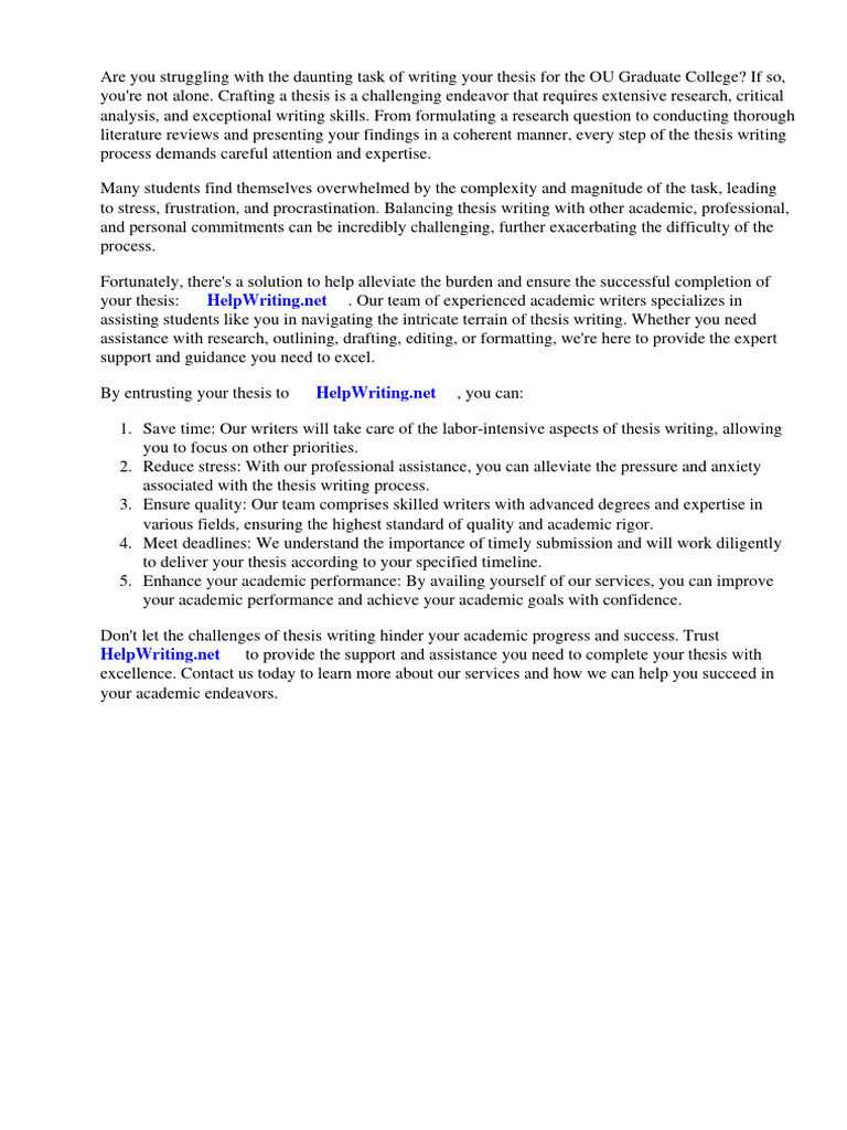 Ou Graduate College Thesis Format | PDF