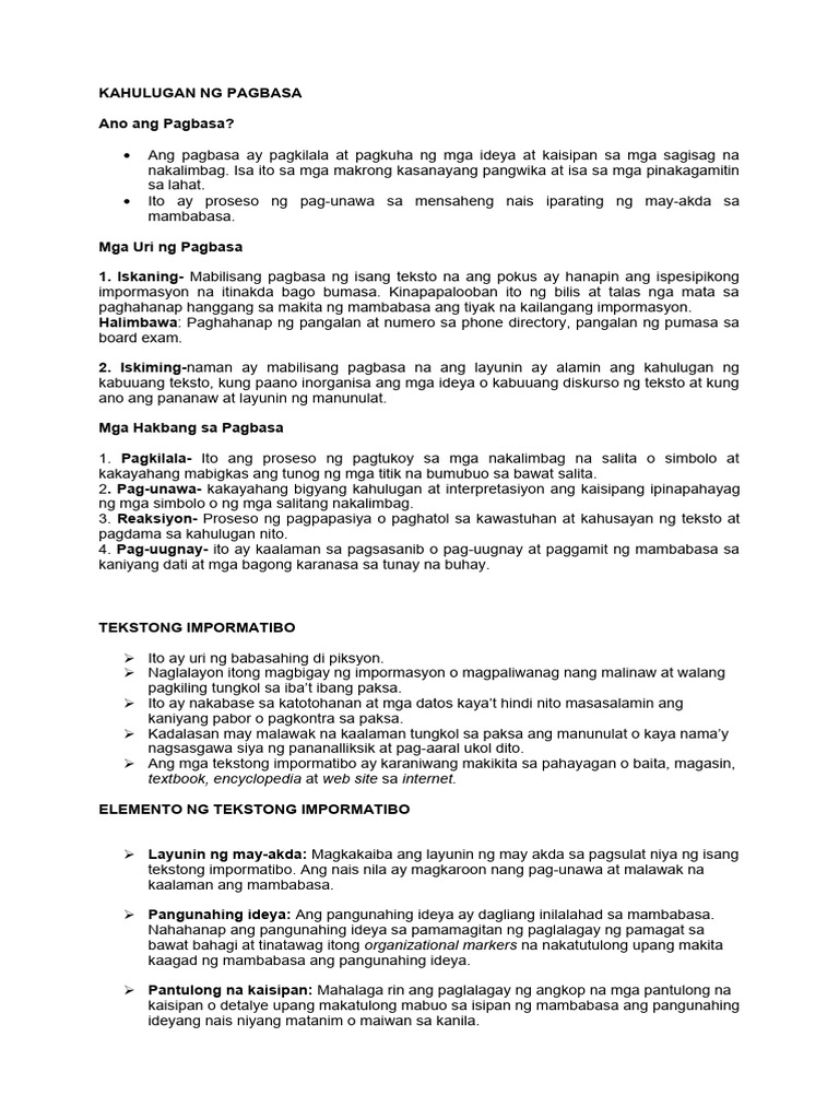 Pagbasa at Pagsusuri | PDF