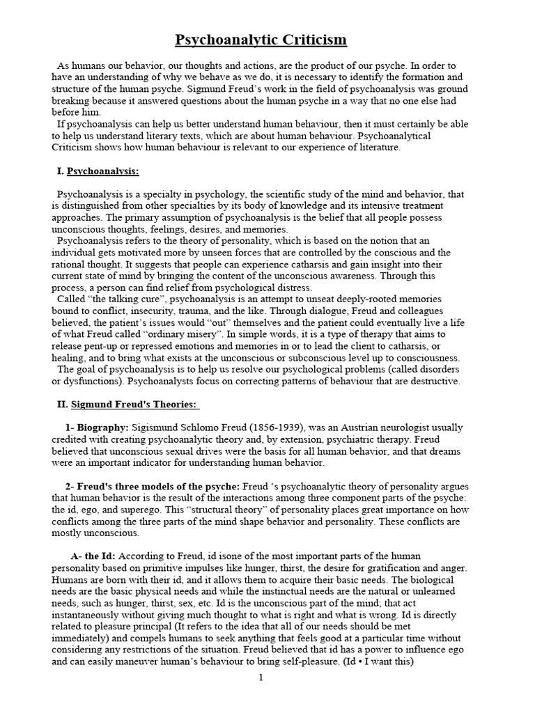 Psychoanalysis in Literature | PDF