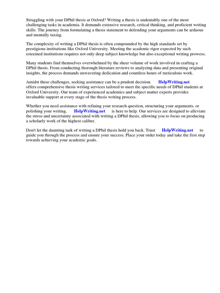 Dphil Thesis Oxford | PDF | Thesis | Doctor Of Philosophy