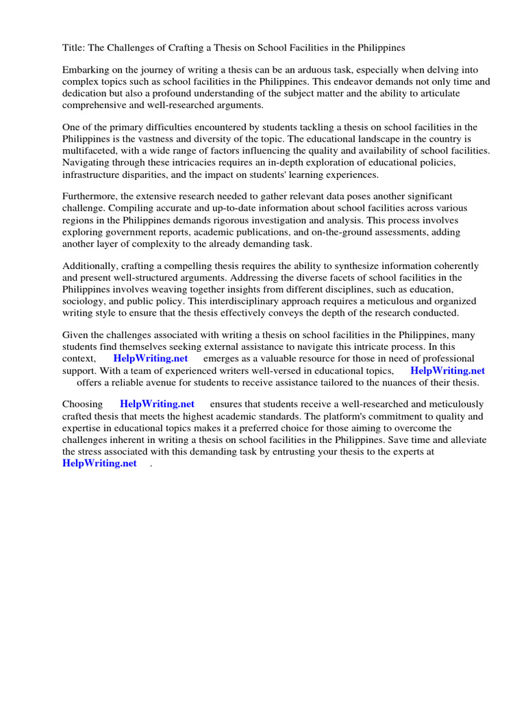 Thesis Challenges on Philippine Schools | PDF | Philippines | Thesis