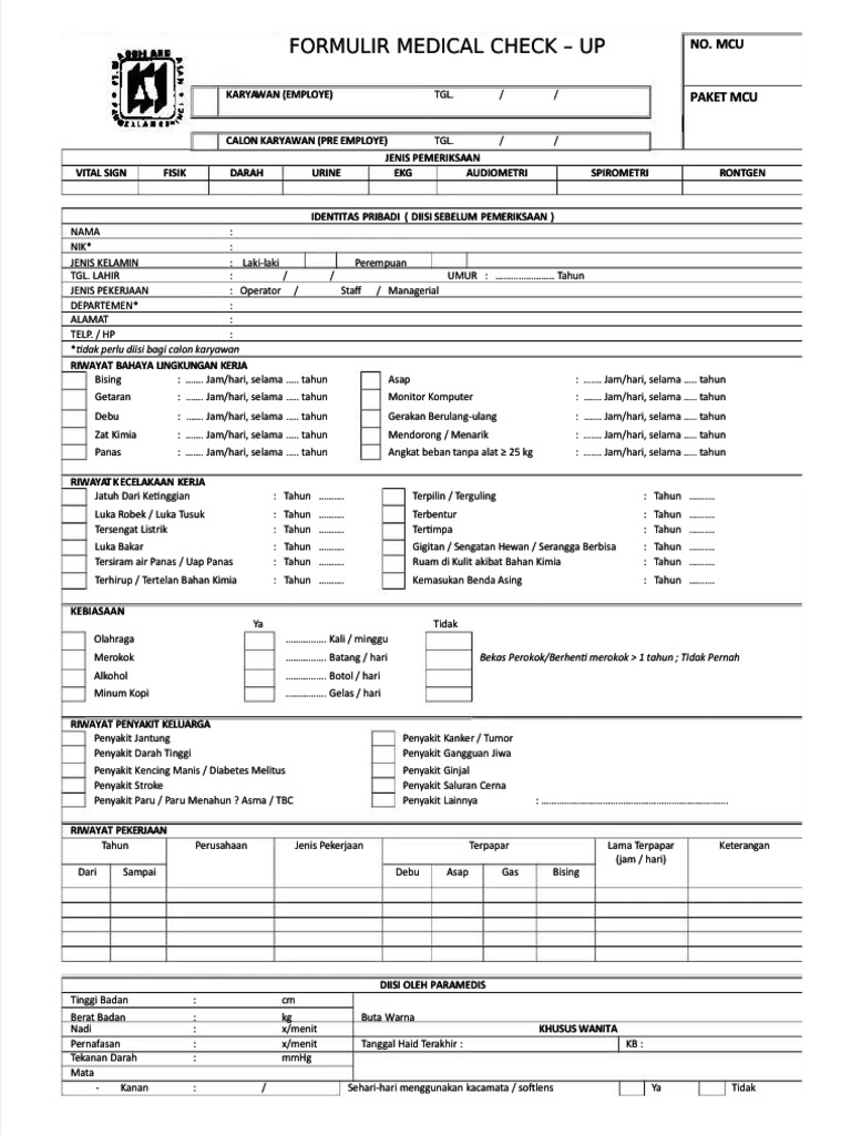 PDF Formulir Medical Check Up 2003 Compress | PDF