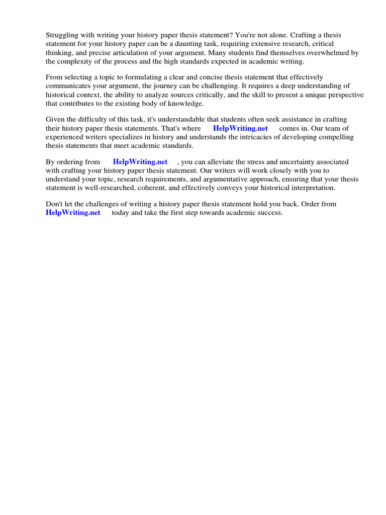History Paper Thesis Statements | PDF | Philosophy | Language Arts ...