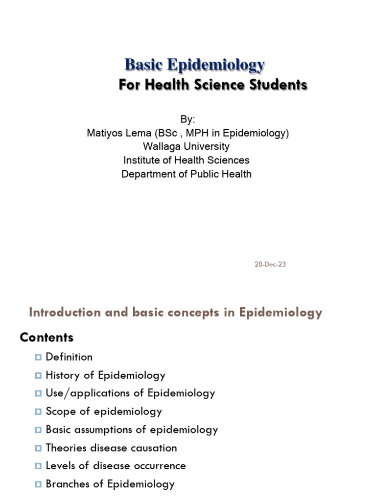 Basic Epidemiology for Health Students | PDF | Incidence (Epidemiology ...