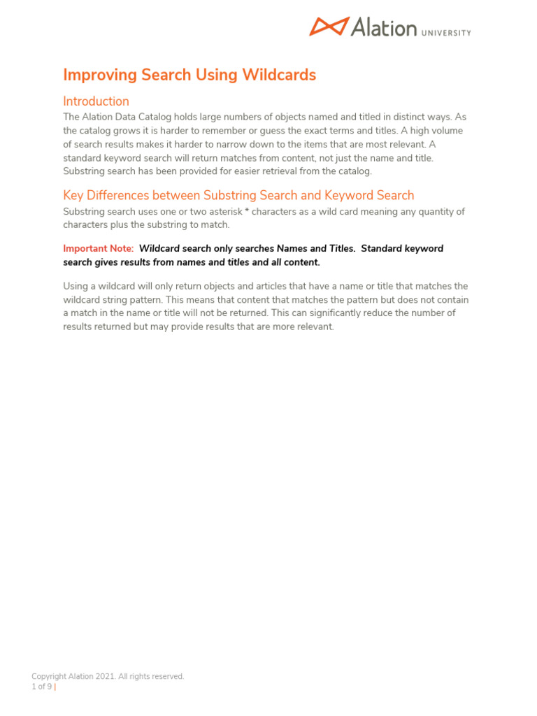 Improving Search Using Wildcards | PDF