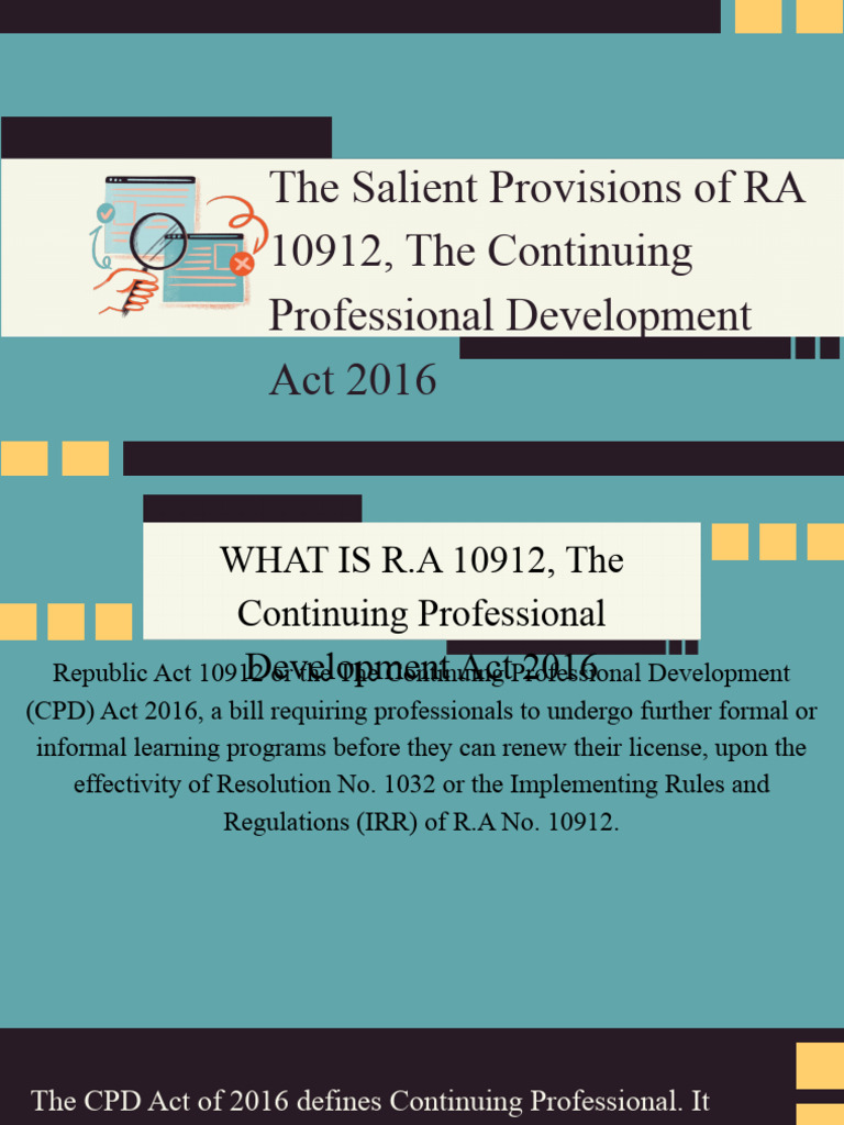 The Salient Provision of RA 10912 The CPD Act of 2016 Number of CPD ...