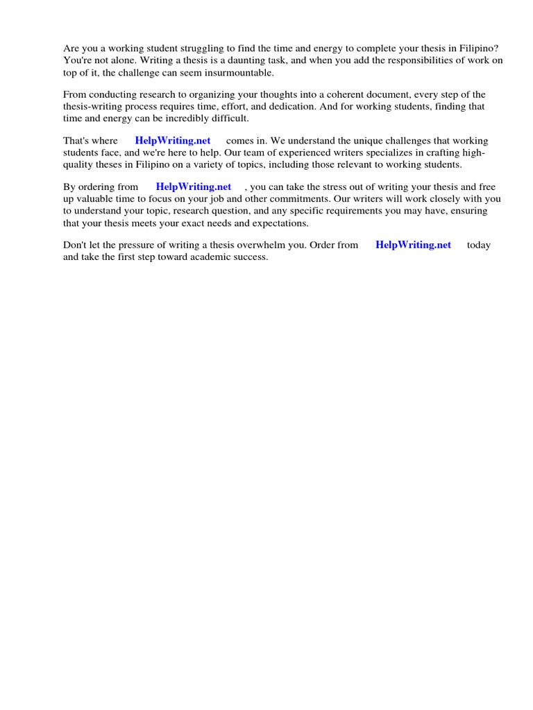 Thesis Sa Filipino Tungkol Sa Working Students | PDF | Tagalog Language ...