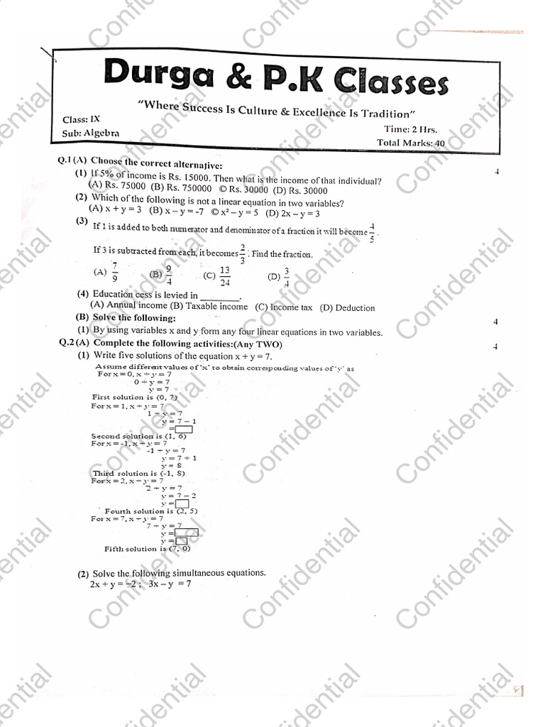 Sample test paper | PDF | Mathematical Concepts | Payments