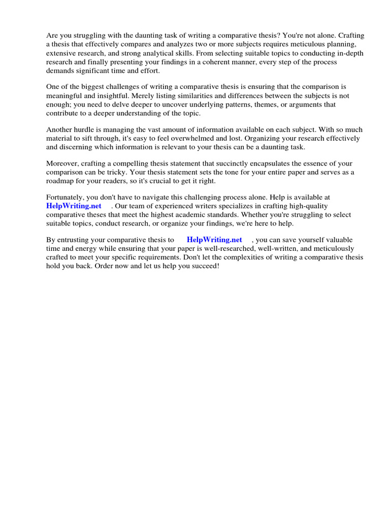 How To Write A Comparative Thesis | PDF | Essays | Thesis