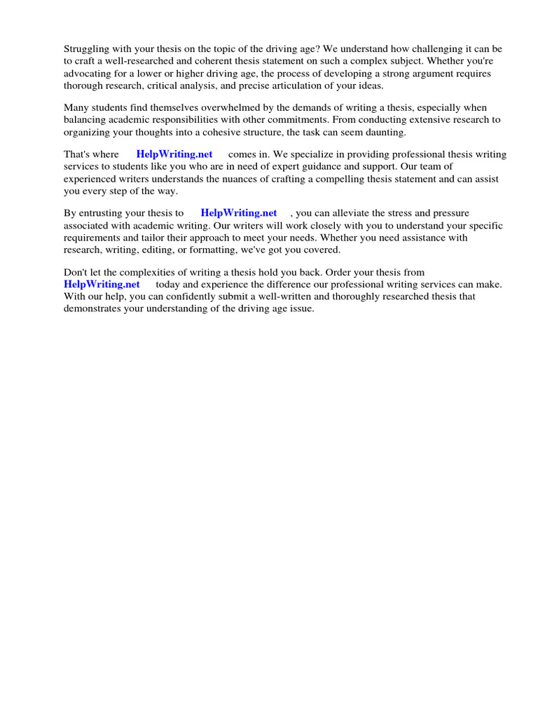 Thesis For Driving Age | PDF | Adolescence | Driving