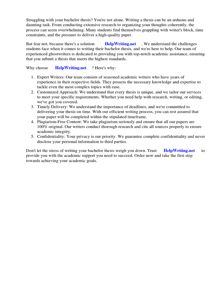 Ghost Writer Bachelor Thesis | PDF | Career & Growth
