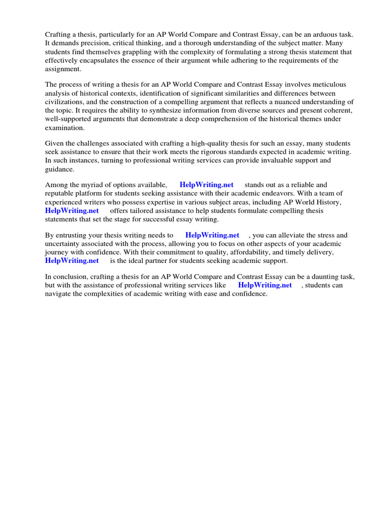 AP World Compare and Contrast Essay Thesis | PDF | Essays | Thesis