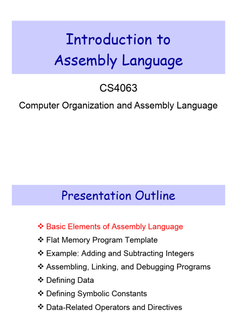 03 IntroAssembly | PDF | Assembly Language | Integer (Computer Science)