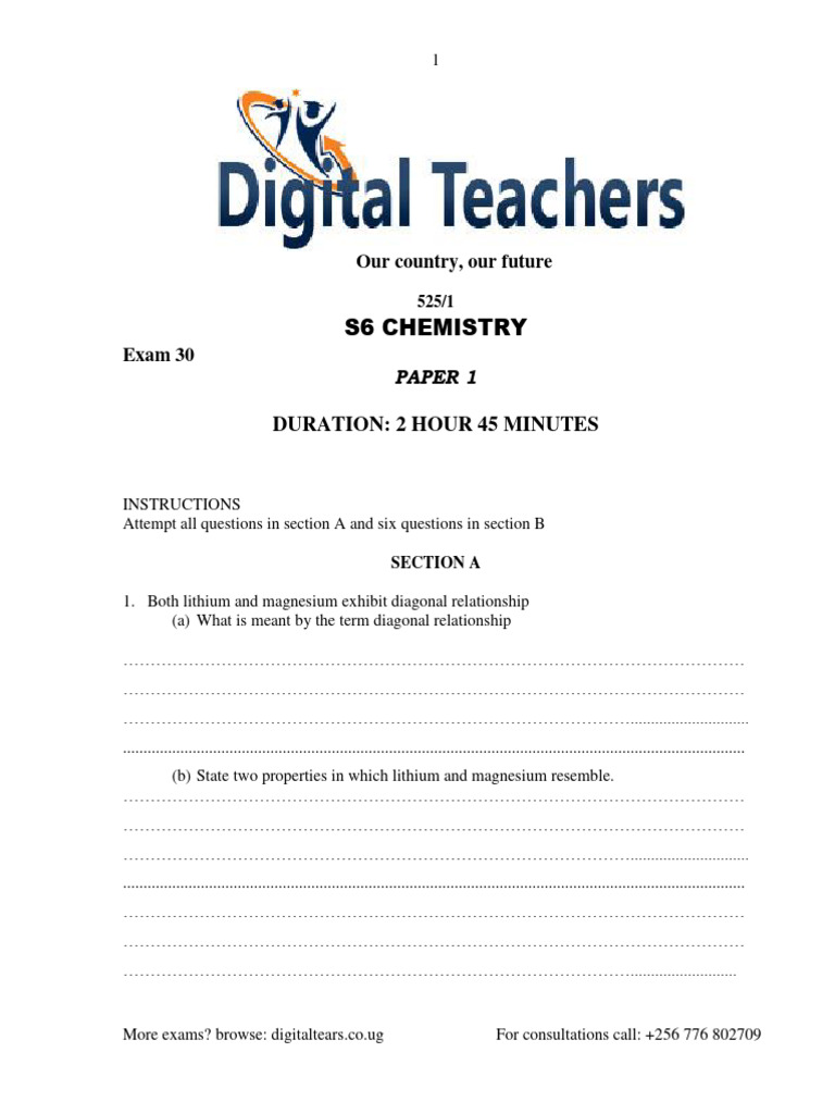 A Level Chemistry Paper 1 Set 30 | PDF | Acid | Chemical Compounds