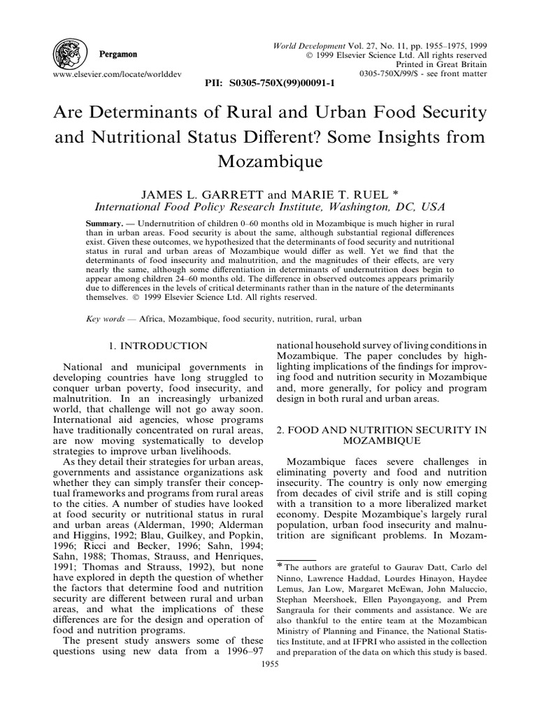 6-Are Determinants of Rural and Urban Food Security | PDF | Social Science