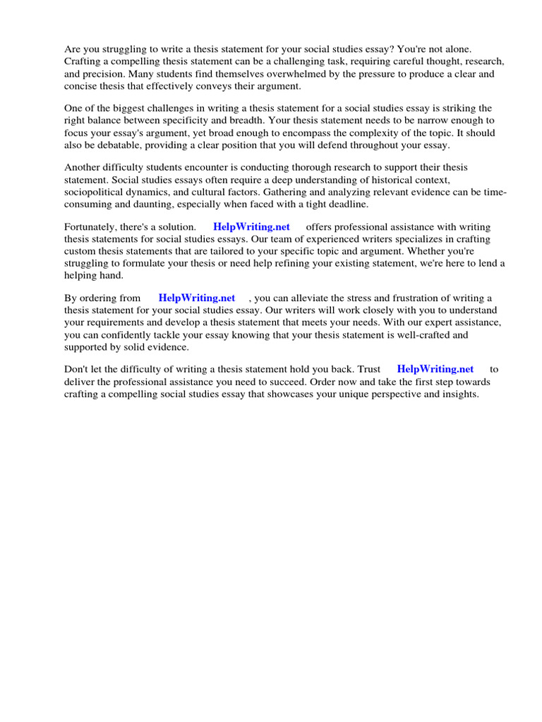 How To Write A Thesis Statement For Social Studies Essay | PDF | Essays ...