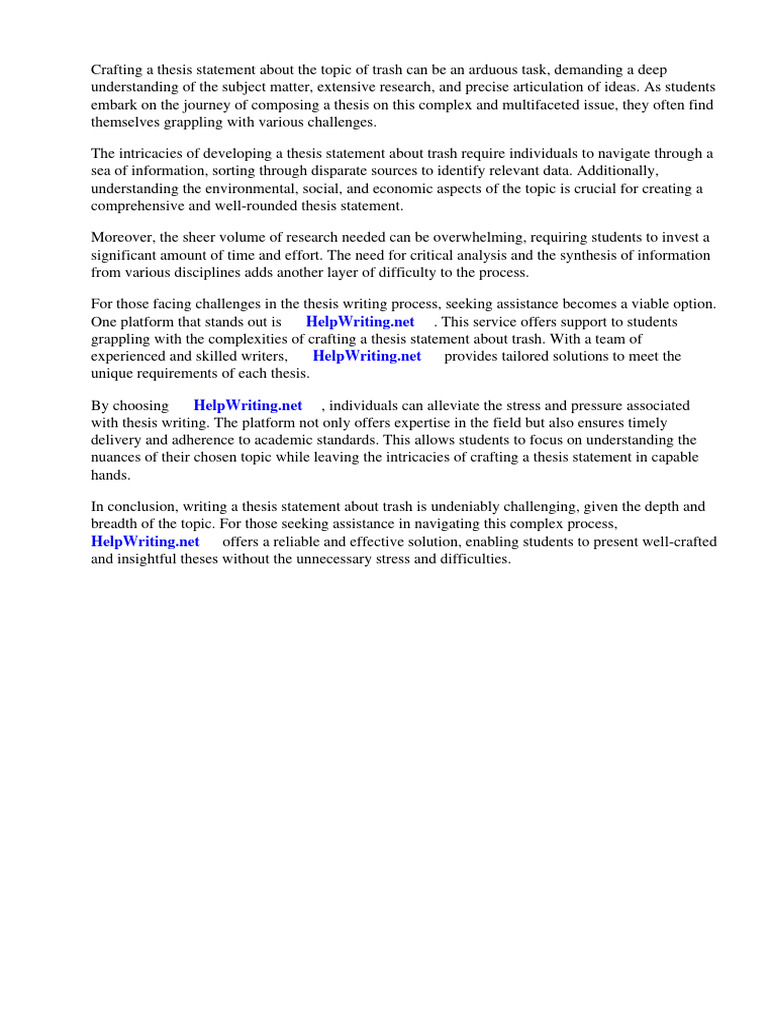 Thesis Statement About Trash | PDF
