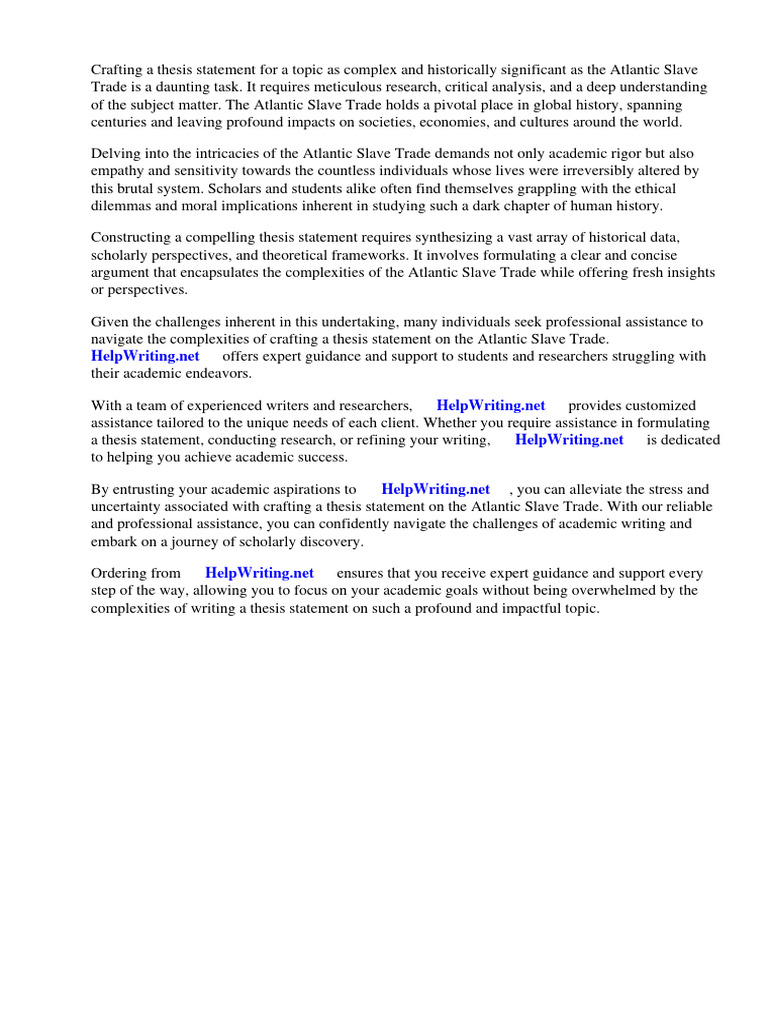 Thesis Statement For Atlantic Slave Trade | PDF | Atlantic Slave Trade ...