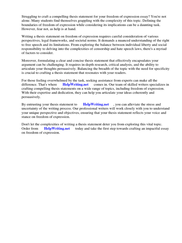 Thesis Statement For Freedom of Expression | PDF | Freedom Of Speech ...