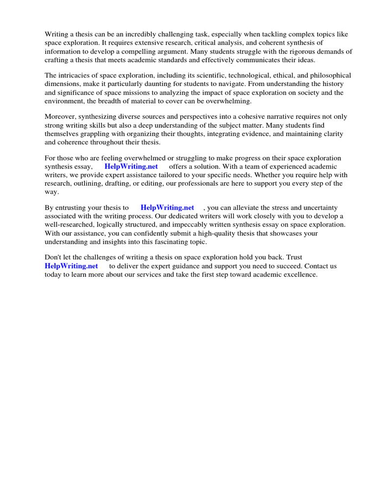 Synthesis Essay Space Exploration | PDF | Space Exploration | Nasa