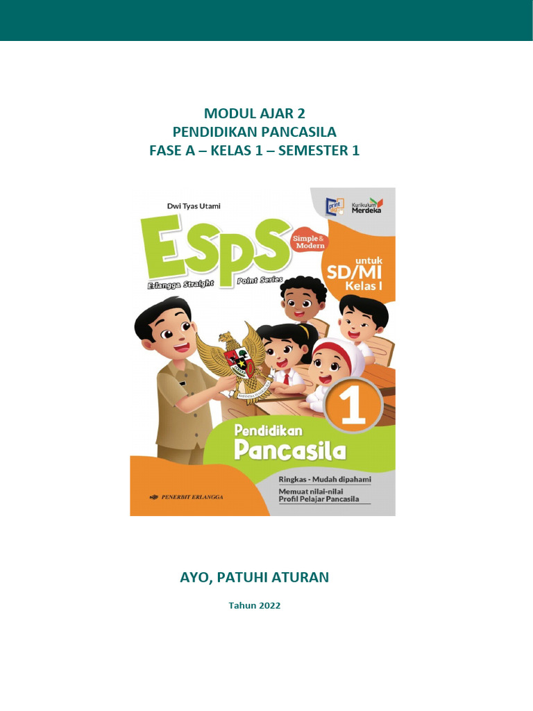 ESPS PENDIDIKAN PANCASILA SD - MI KLS.1 - KM-MA (Modul Ajar) - MA-PP FASE A KELAS 1 | PDF
