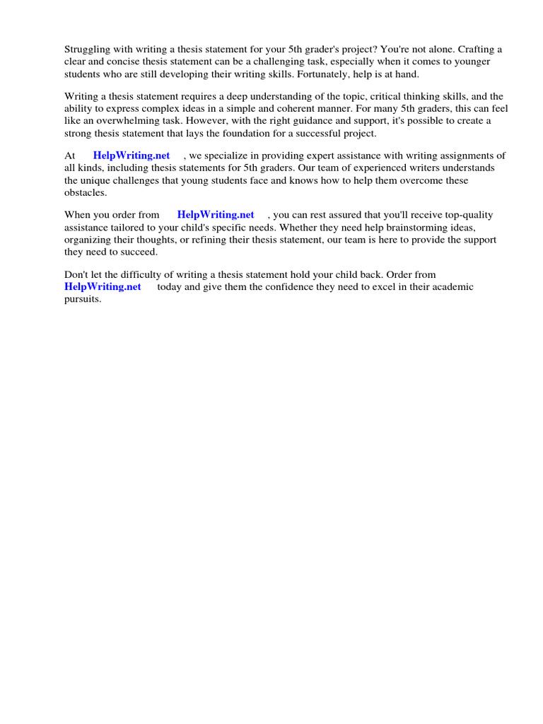 5th Grade Thesis Statement Guide | PDF | Essays | Thesis