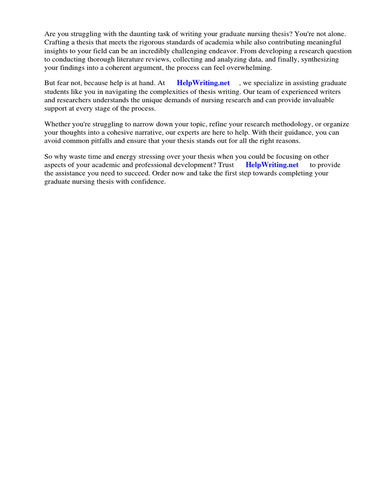 Graduate Nursing Thesis Ideas | PDF