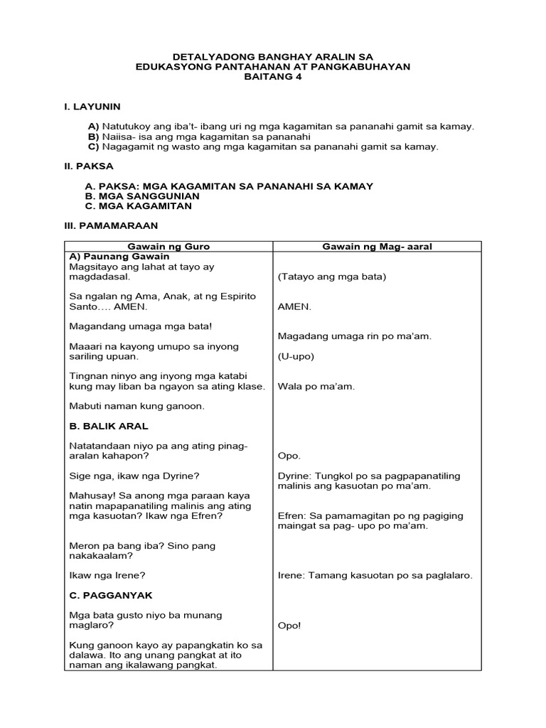 Detalyadong Banghay Aralin Sa Epp | PDF