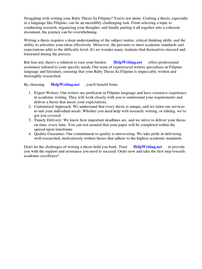Baby Thesis Sa Filipino | PDF