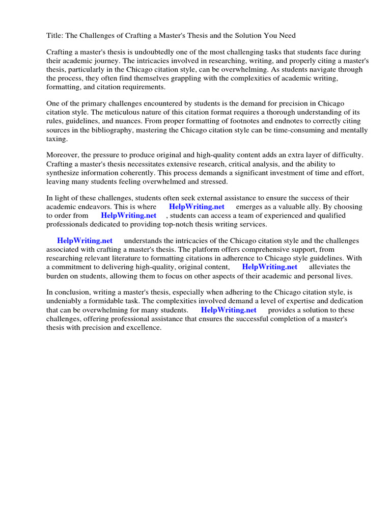 Citing A Masters Thesis Chicago | PDF | Citation | A Manual For Writers ...