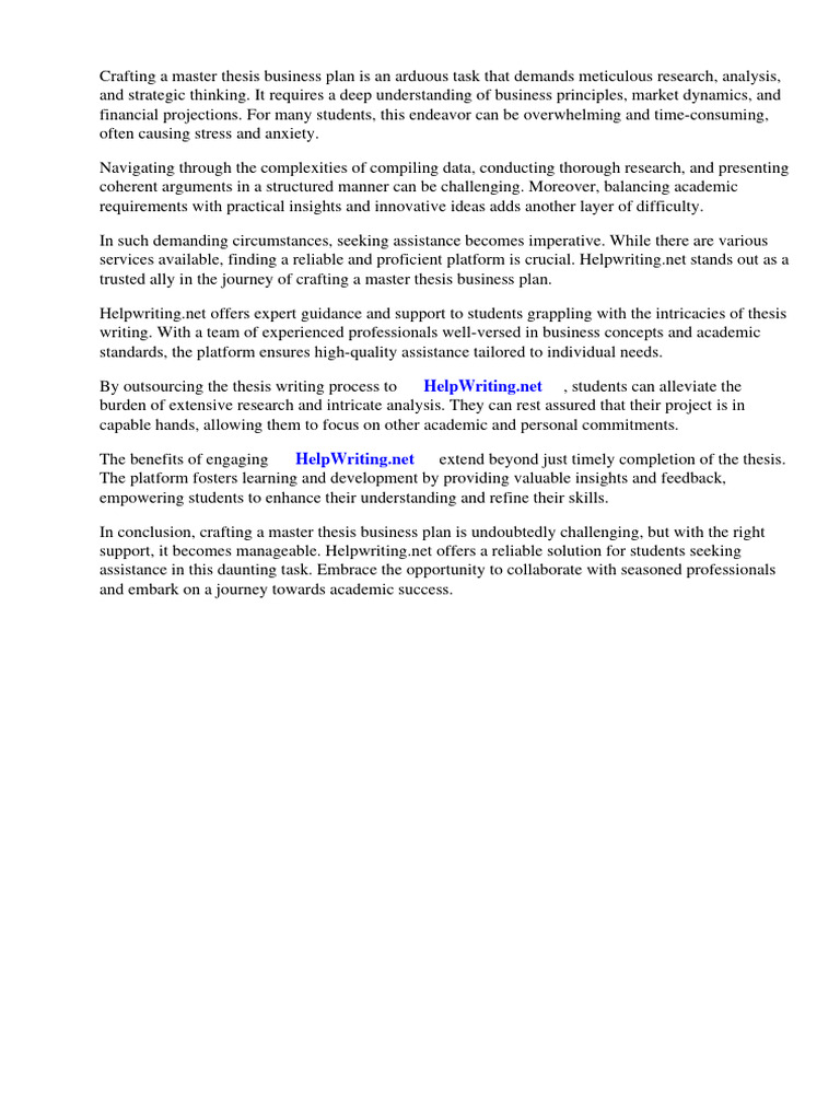 Master Thesis Business Plan | PDF