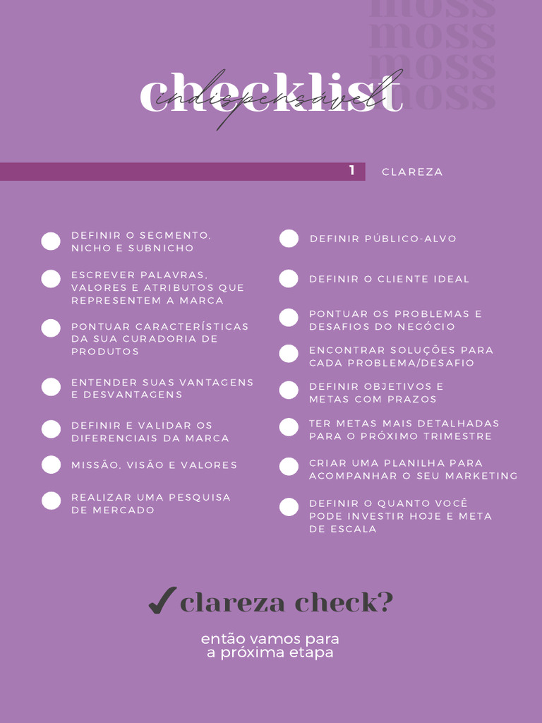 Checklist Manual Indispensável MOSS | PDF | Marca | Marketing