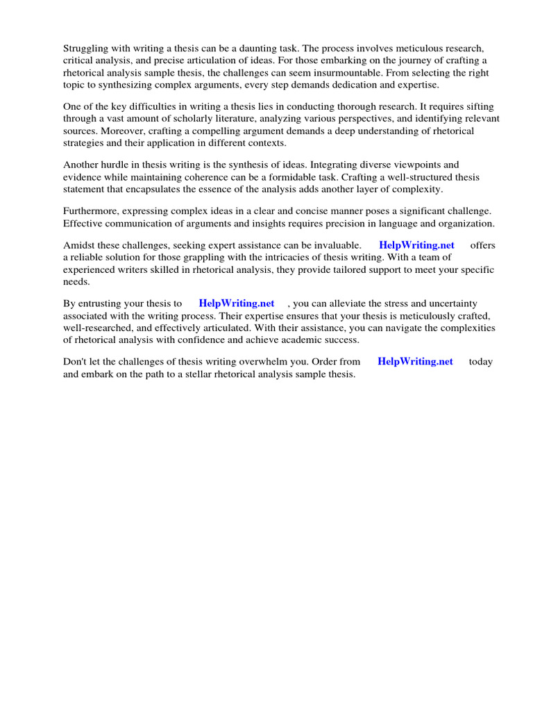 Rhetorical Analysis Sample Thesis | PDF | Rhetoric | Essays