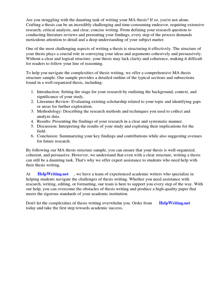 Ma Thesis Structure Sample | PDF