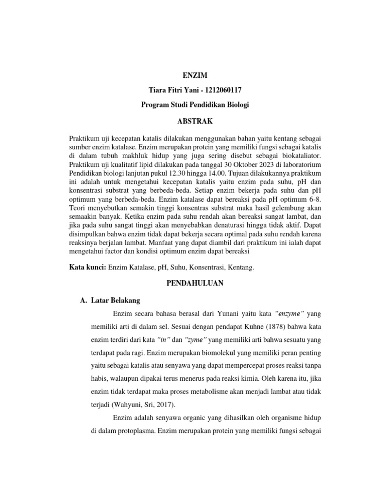 Laporan Enzim | PDF