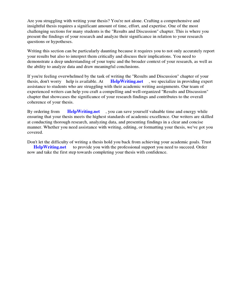 Thesis Results & Discussion Help | PDF | Scientific Method | Academic Publishing