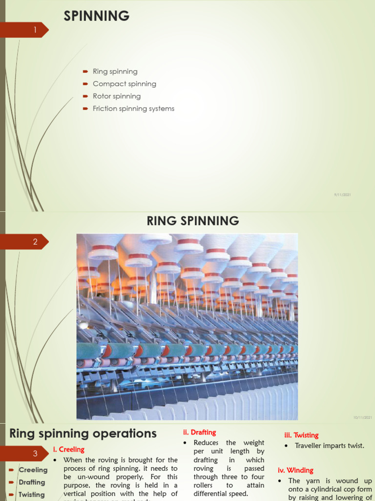 Unit 4 Notes - Spinning | PDF | Spinning (Textiles) | Yarn