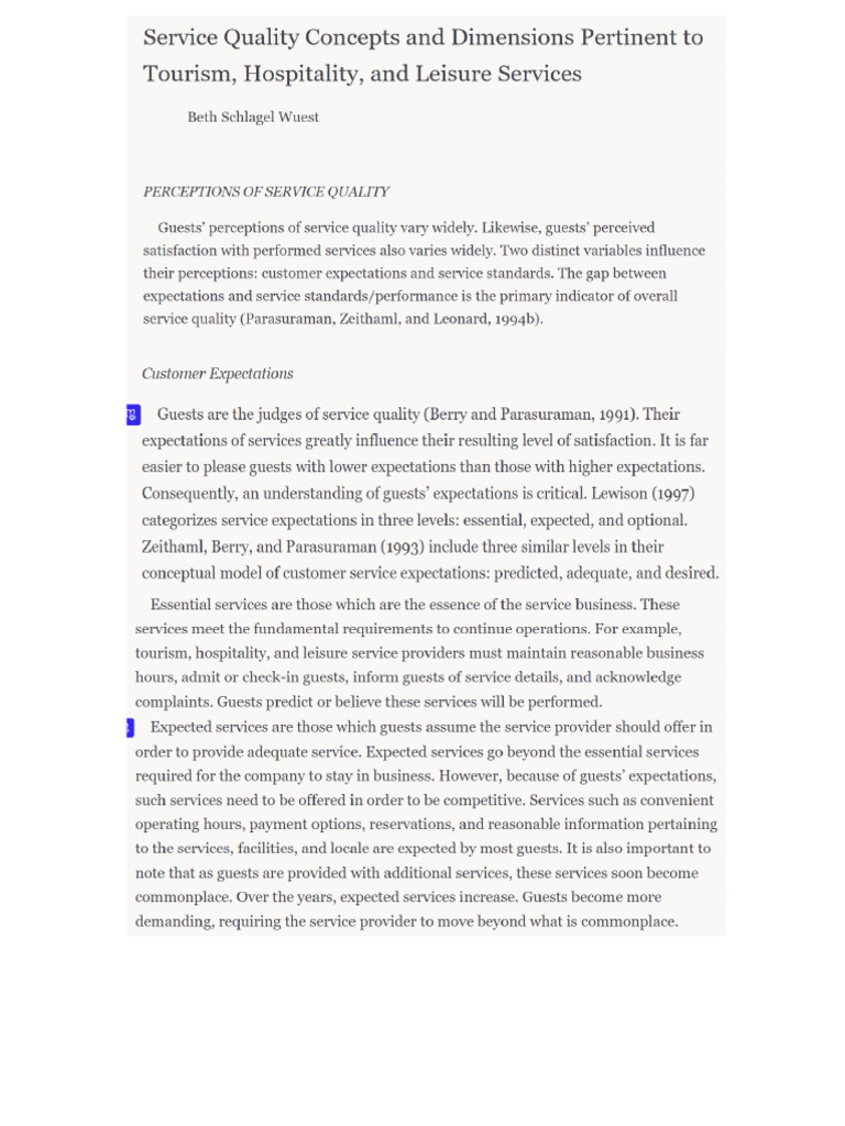 Service Quality Concept Notes Unit I | PDF