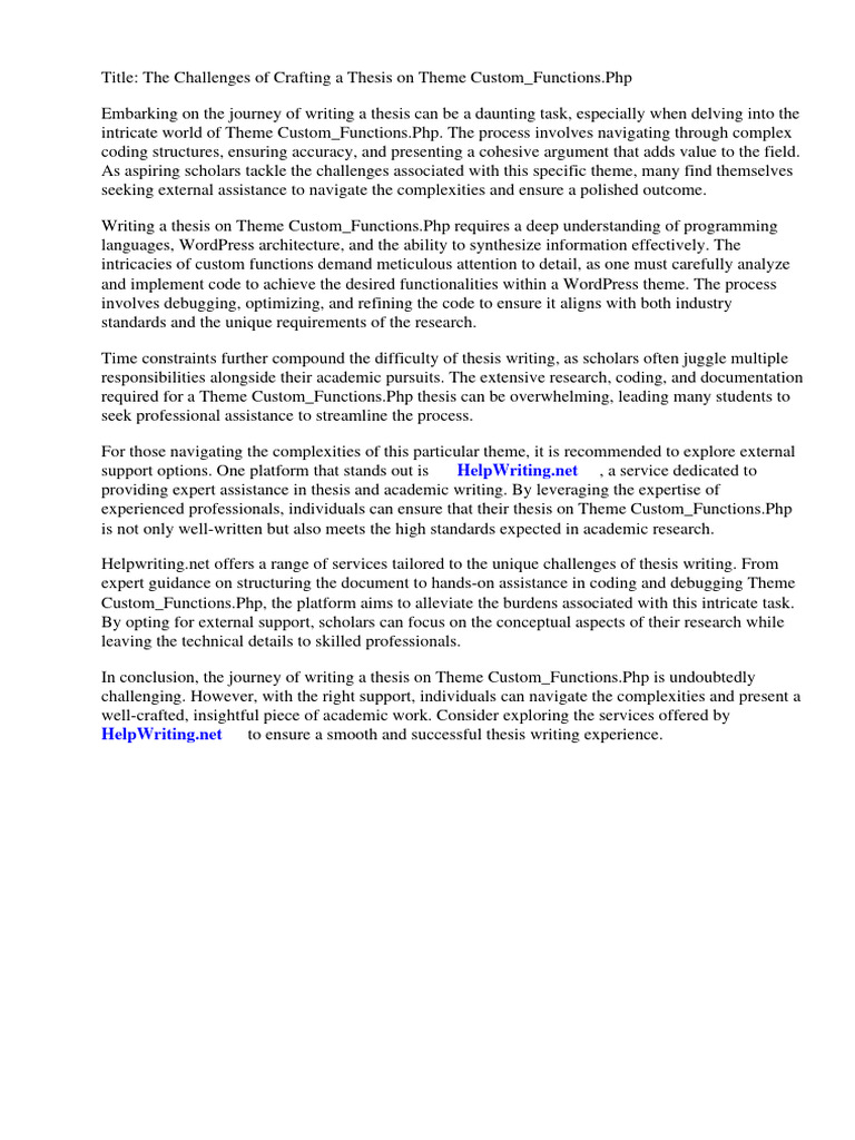 Thesis Challenges: Theme Custom_Functions.Php | PDF