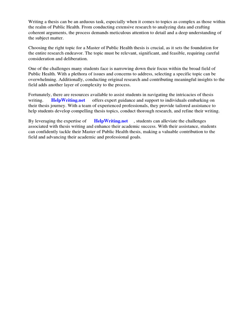 MPH Thesis Writing Guide | PDF | Thesis | Public Health