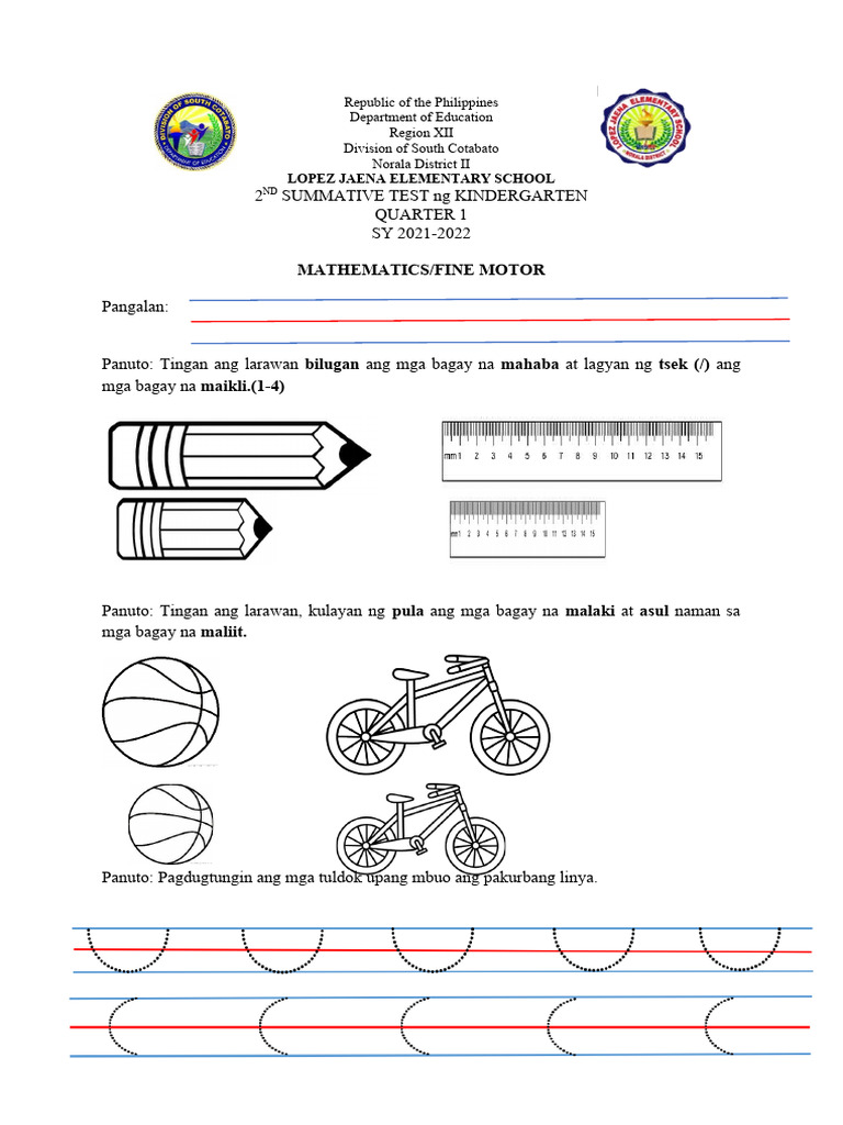 KINDER Q1 2nd Summative | PDF