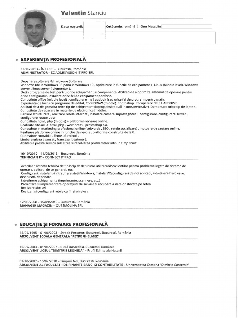 CV - Stanciu Valentin-Viorel Site | PDF